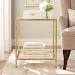 Bella Square Gold Metal and Glass Side Accent Table (20 in. W x 24 in. H)