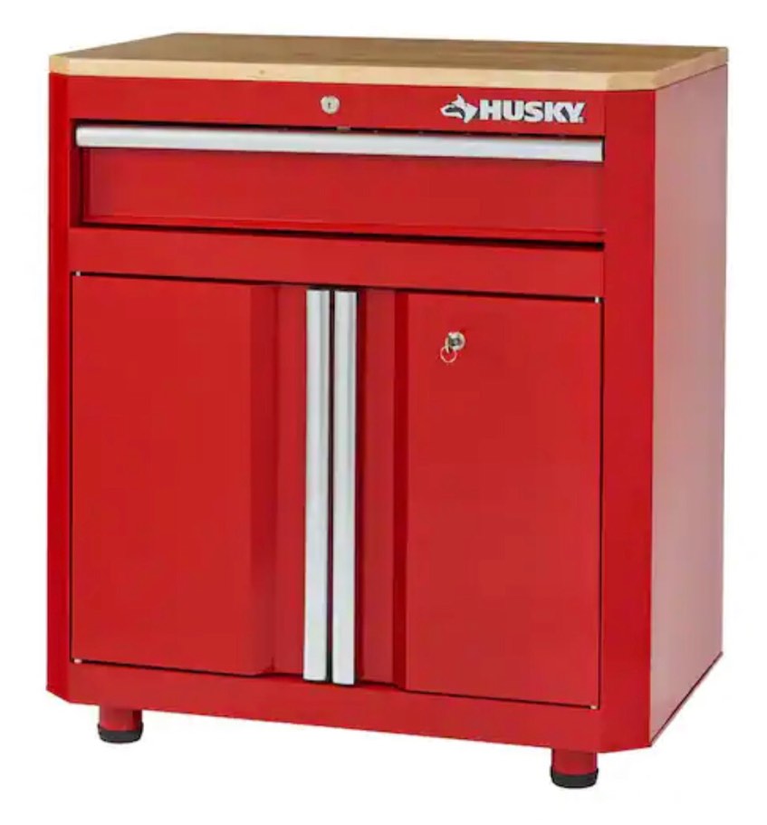 Husky 24-Gauge Steel 1-Drawer 2-Door Garage Base Cabinet in Red (28 in ...