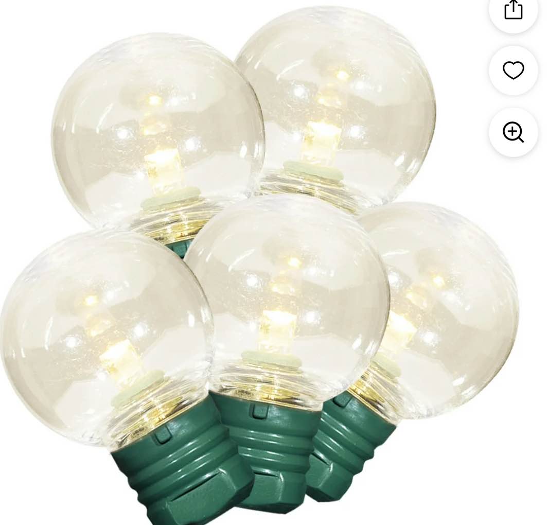 100-Count Warm White LED Super Bright G30 Christmas Lights with Green ...