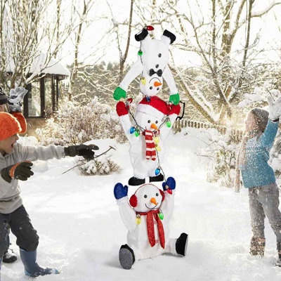 Spaco 5.6 Feet Pre-Lit Lighted Stacked Snowmen Christmas Decoration ...