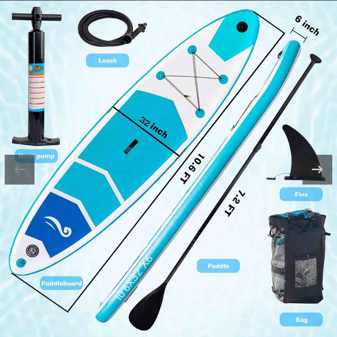 FUNPENY Inflatable Stand Up Paddle Boards, 10' x 32" x 6" Non-Slip ...