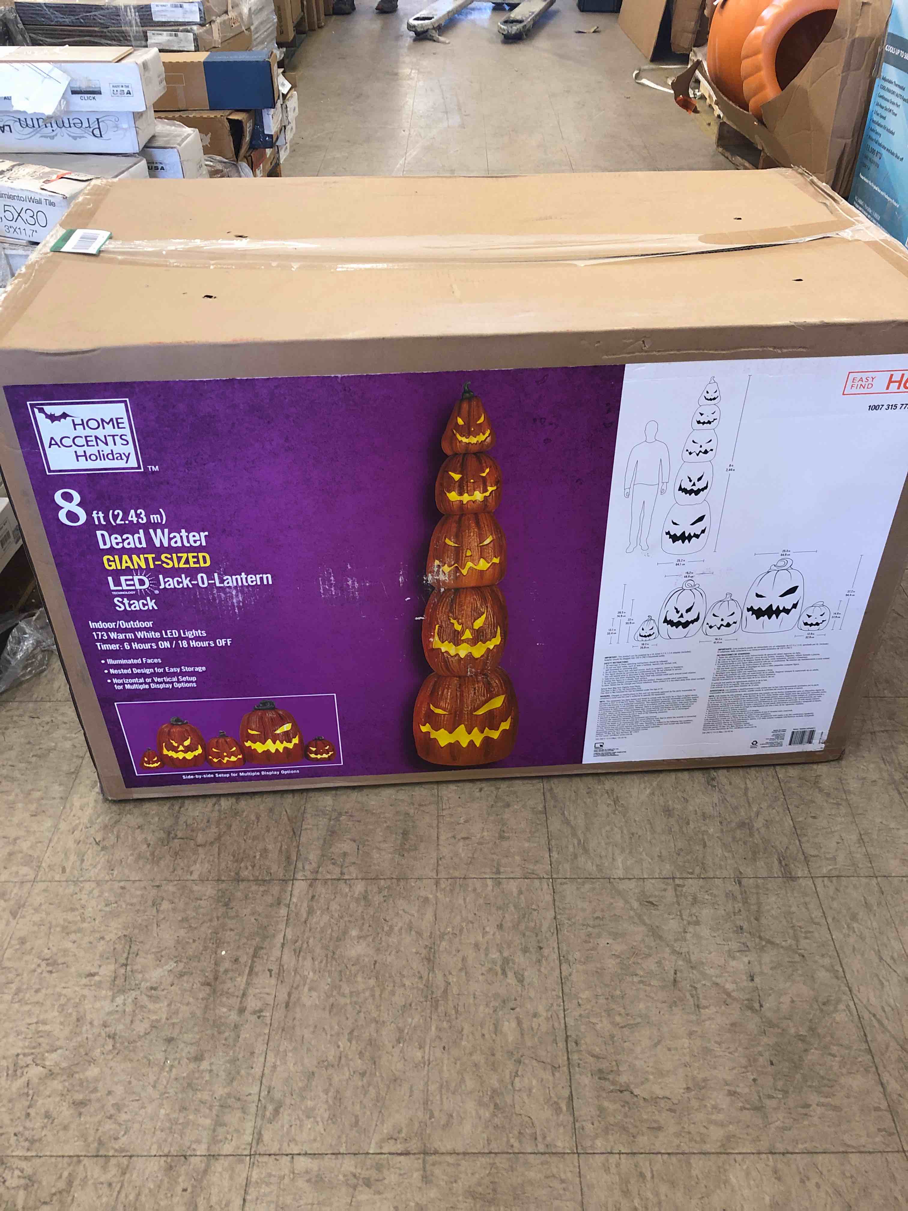 Home Accents 8 Ft. Giant Sized LED Jack-O-Lantern Stack Brand New