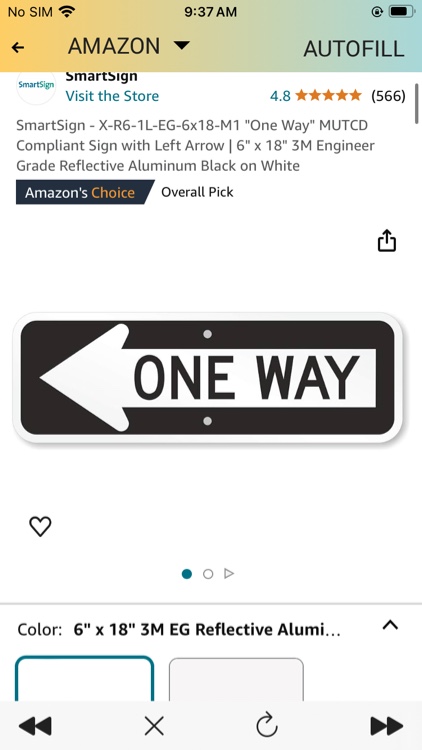 SmartSign - X-R6-1L-EG-6x18-M1 "One Way" MUTCD Compliant Sign with Left ...