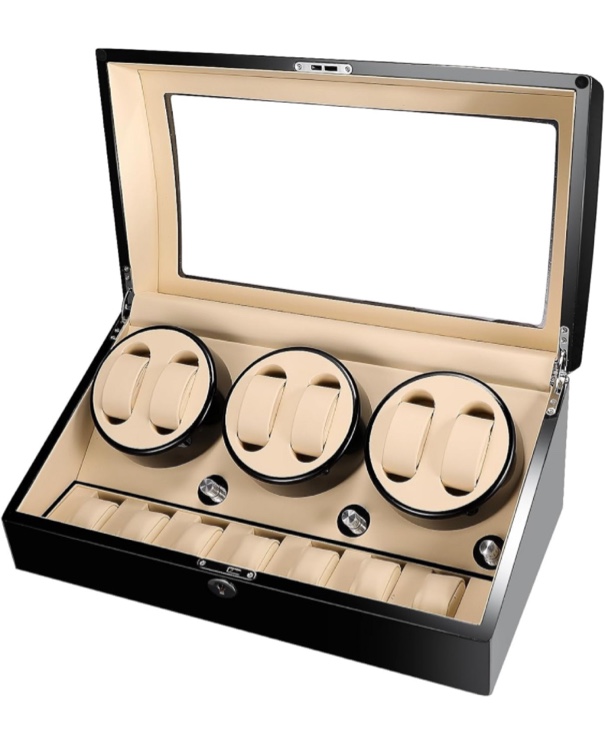 JQUEEN Watch Winder, Large Capacity 6 Watch Winders Box with 7 Watches ...