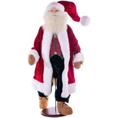Vickerman 36" Red Plaid Velvet Santa Doll with Stand. This Santa has ...
