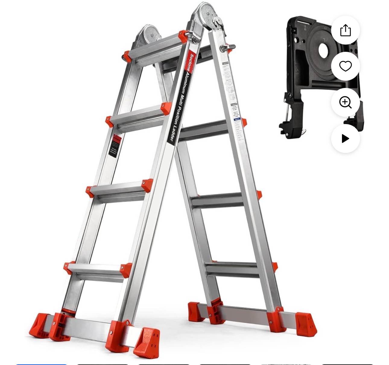 HBTower Ladder, A Frame 4 Step Extension Ladder, 17 FT Multi Position ...