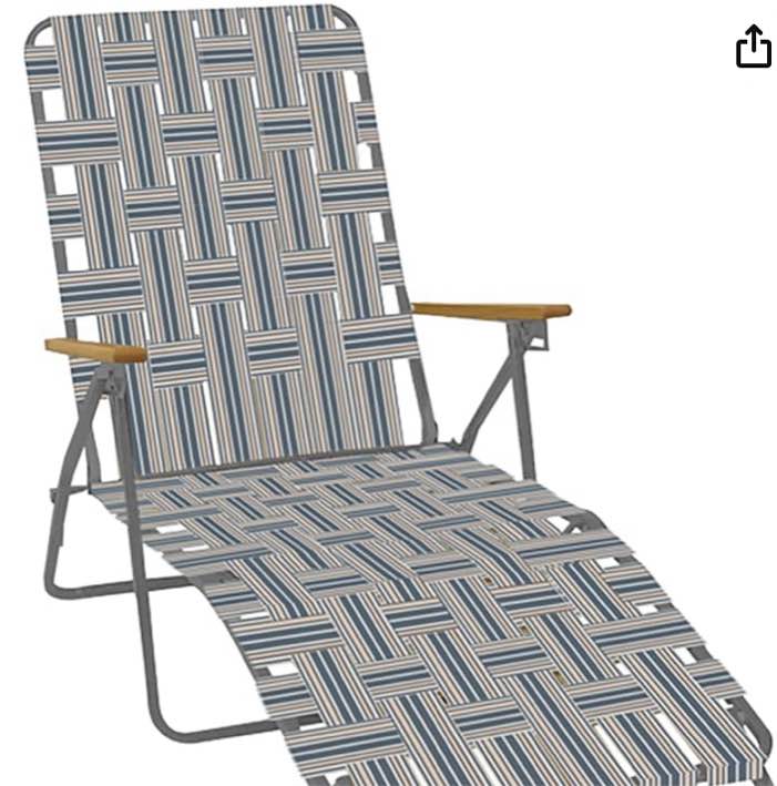 CAMP&GO 4-Position Folding Web Lawn Beach Lounger Chair, Multi