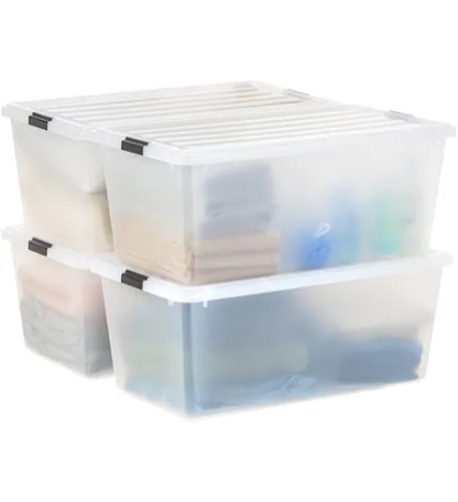 IRIS USA 91 Quart Stackable Plastic Storage Bins with Lids and Latching ...