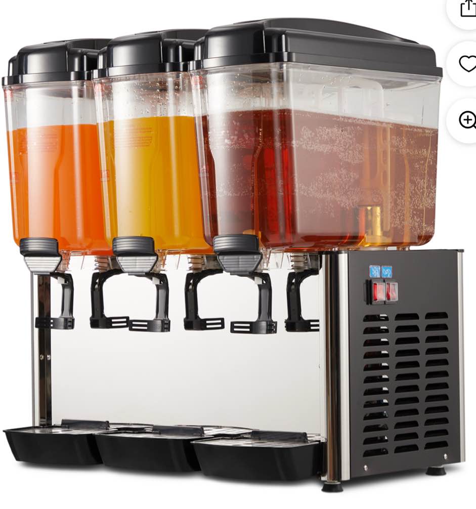 Entcook 115V 3-Tank Commercial Cold Beverage Dispenser 14.2 Gallon with ...