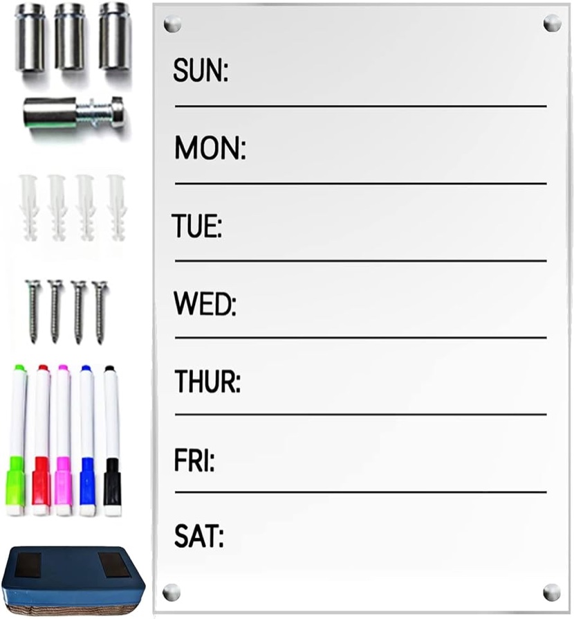 21 inch x 22 inch Large Monthly Clear Acrylic Wall Calendar with ...