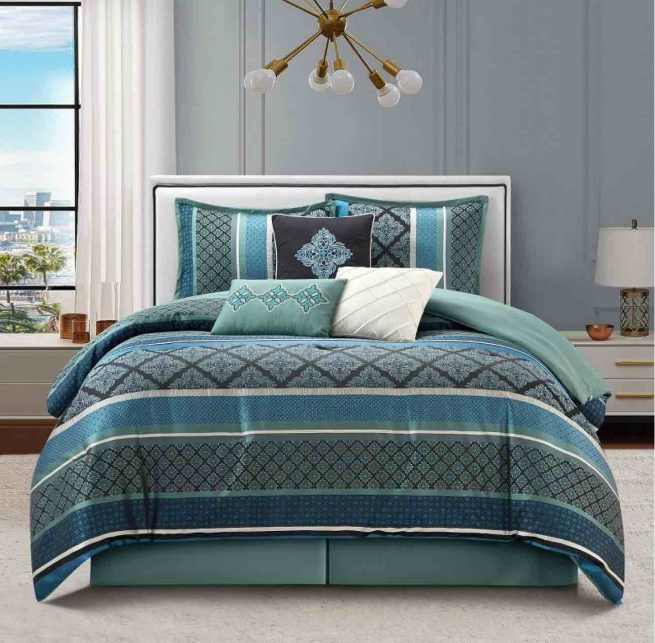 Nashing Tefia Blue 7 Piece Comforter Set, Cal King