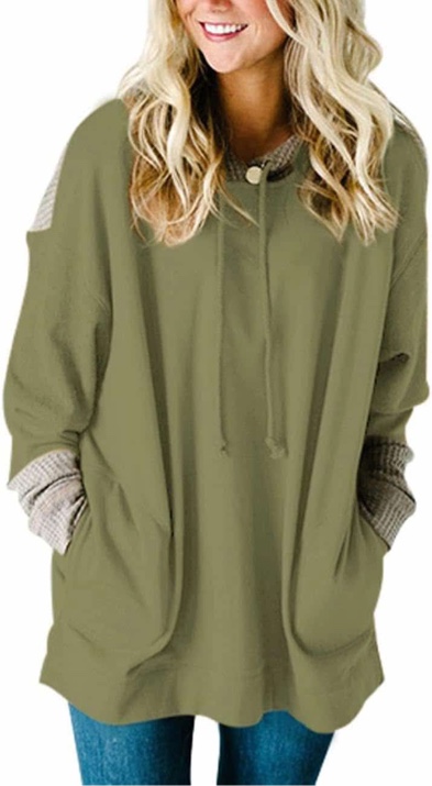 SEBOWEL Womens Tops Tunics Casual Shirts Long Sleeve Hoodie Pullover ...