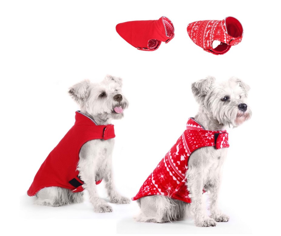 Stretch Dog Fleece Vest Dog Sweater Dog Winter Warm Coat Reversible ...