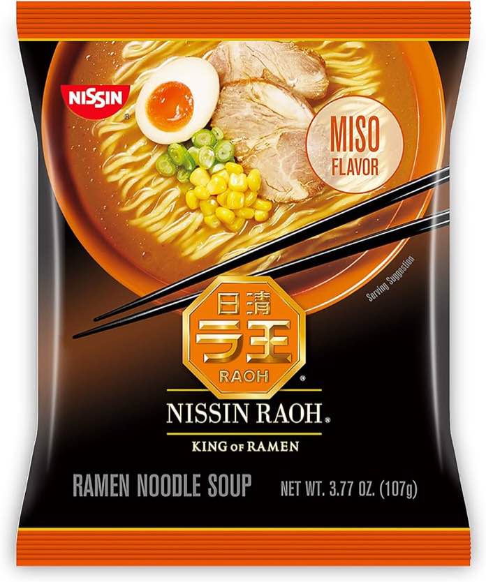 Nissin RAOH Ramen Noodle Soup, Miso, 3.77 Ounce (Pack of 6)