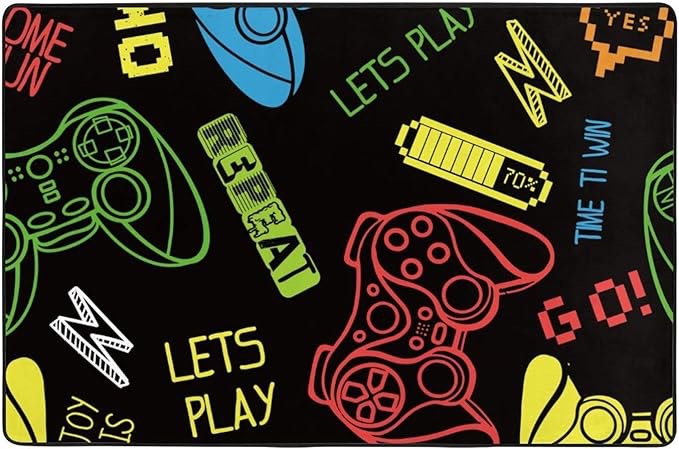 Gaming Area Rug Let's Play Rugs Modern Large Area Rug Game Controller ...