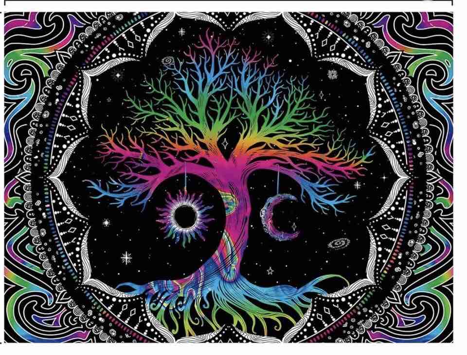 Avinyl Trippy Sun and Moon Tapestry Tree of Life Tapestry Boho Mandala ...