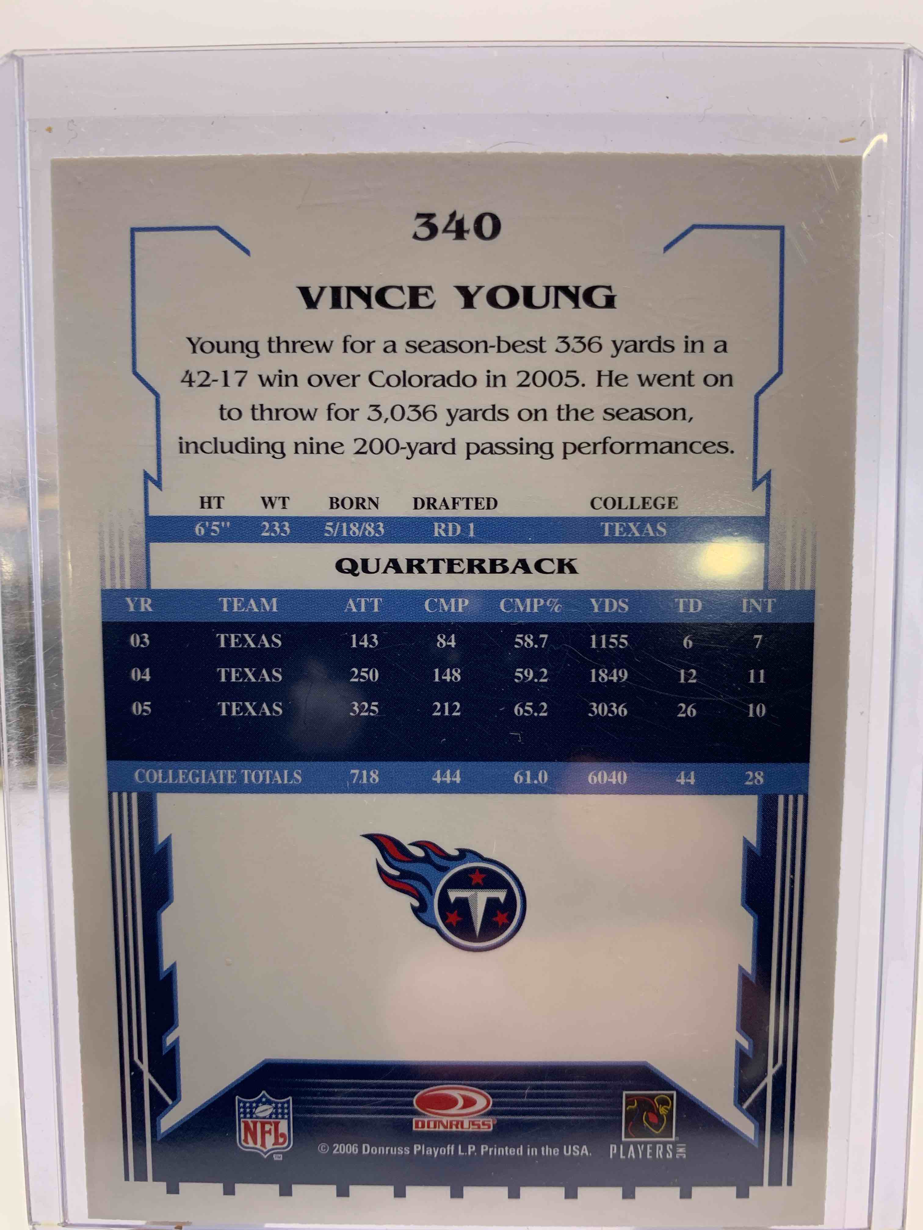 Score 2006 Rookie Vince Young Card