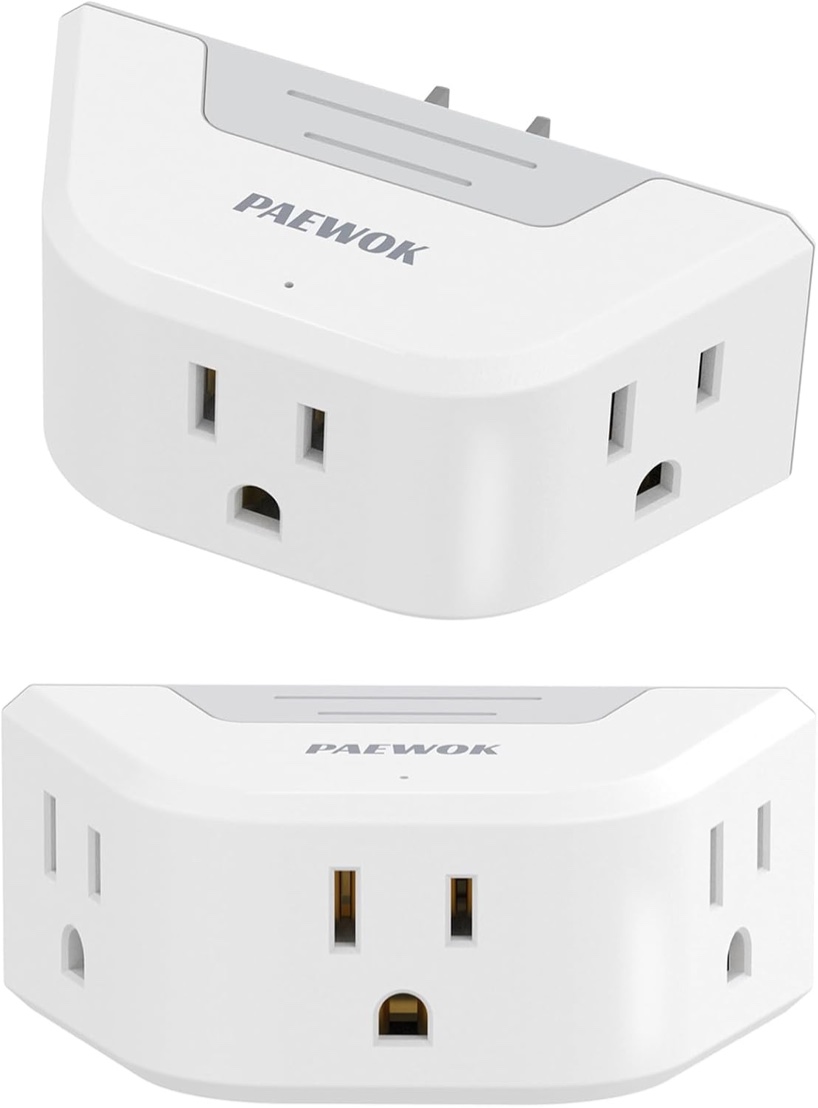 Paewok 2 Pack Multi Outlet Wall Plug Extender, 3 Way Plug Outlet ...