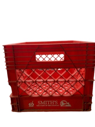VINTAGE MILK CRATE SMITH'S DAIRY RED PLASTIC BOTTLE CARTON CARRIER FARM ...