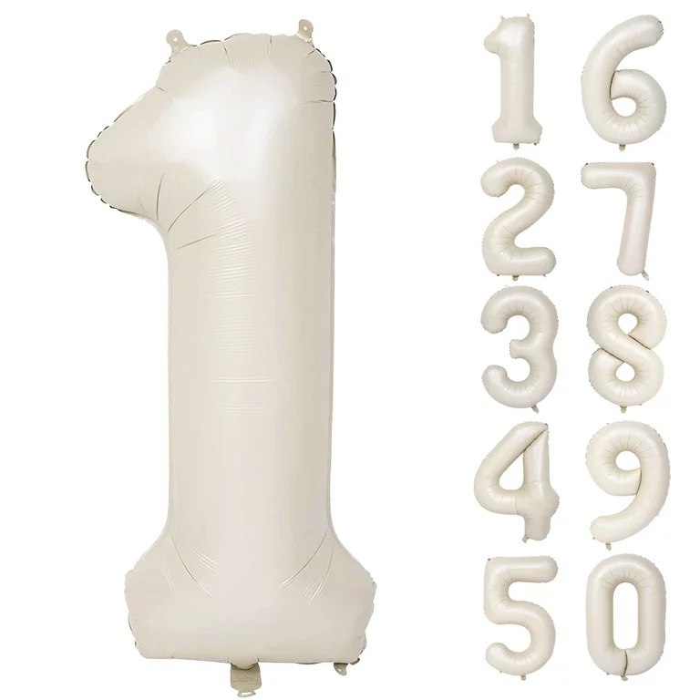 40 Inch Cream White Number Balloons 1 Balloon for First Birthday Large ...