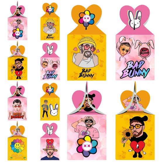 12pcs Bad Bunny Party Favor Gift Boxes Goodie Boxes