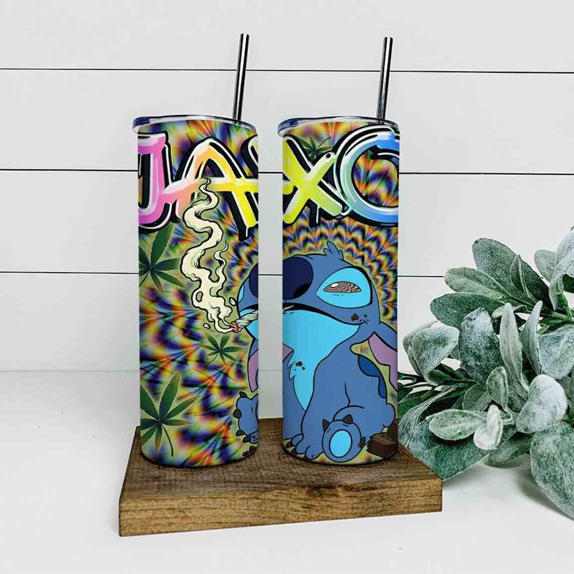 Stoner Stitch 20oz Skinny Tumbler, Stitch Smoke Cannabis, Marijuana ...