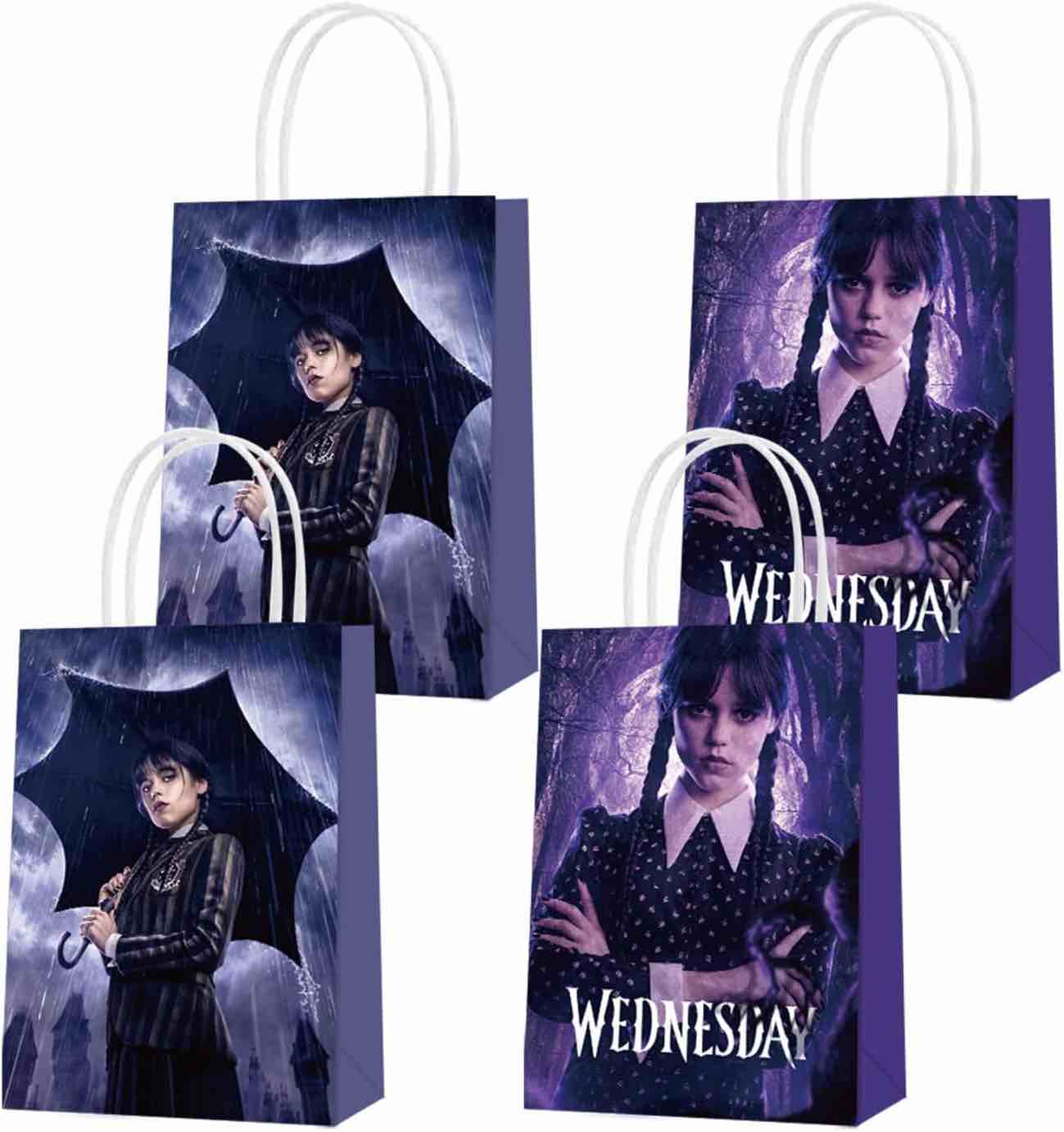 16 Pcs Wednesday Addams Party Paper Gift Bags, 2 Styles Party Favor ...