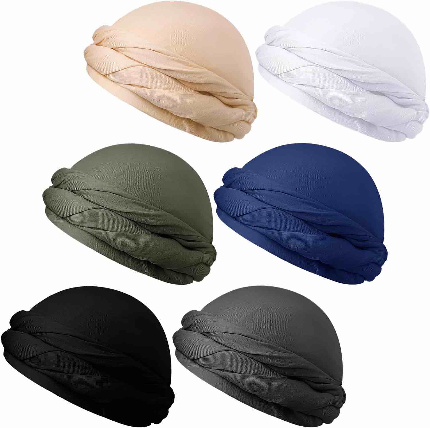6 pcs turban for men satin lined durags for men sweat wicking head ...