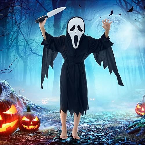 Leajap Halloween Ghostface Costume With Scream Mask: Scary Ghost Party ...