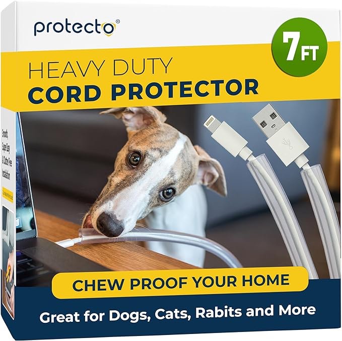 PROTECTO Heavy Duty Dog & Cat Cord Protector - 7ft Easy-to-Use Critter ...