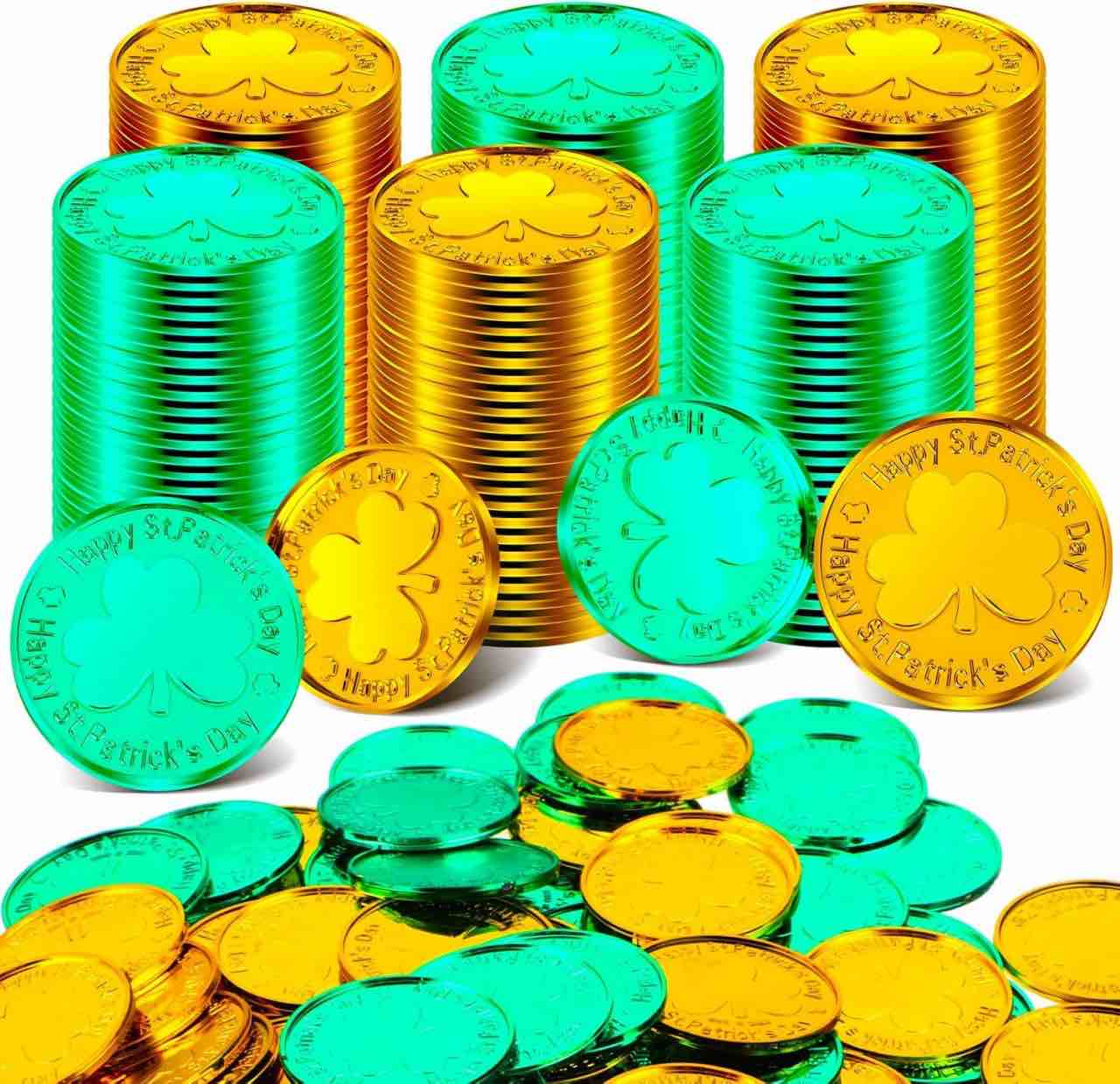 DSLSQD 100 Piece Gold Green Lucky Coins, Spinlala St. Patrick's Day ...