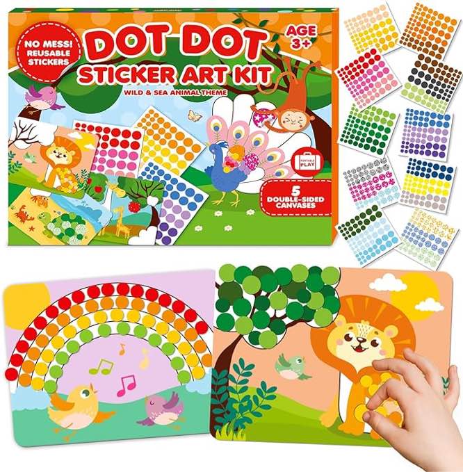 Insnug Dot Sticker Art Kit Activity - Dot It Animals, No Mess Sticker ...