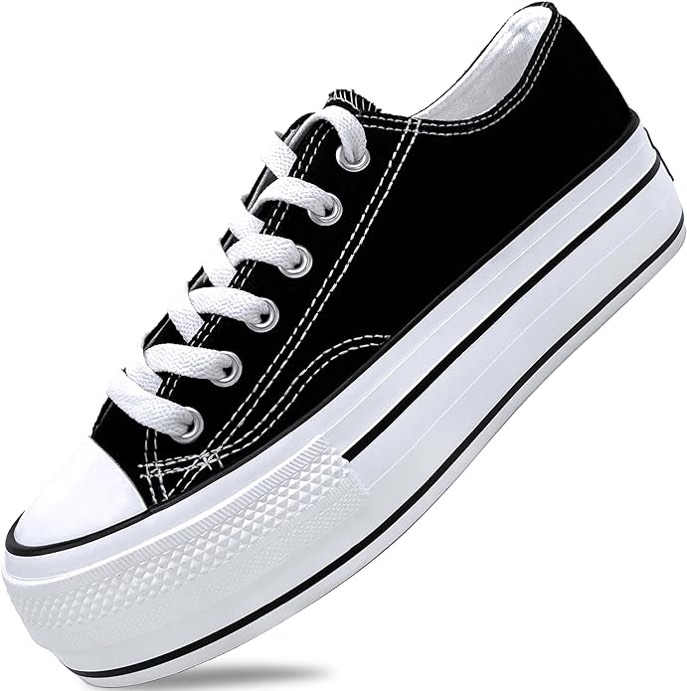 REFRASE LIFE Platform Sneakers for Women, White Platform Shoes, Low Top ...