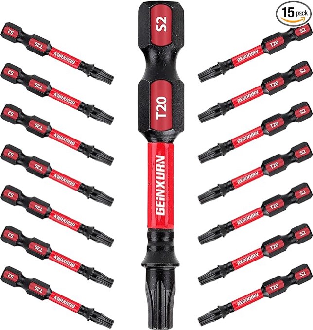 GEINXURN 15Pieces T20 2 In. Impact Tough Magnetic #20 Torx Head Power ...