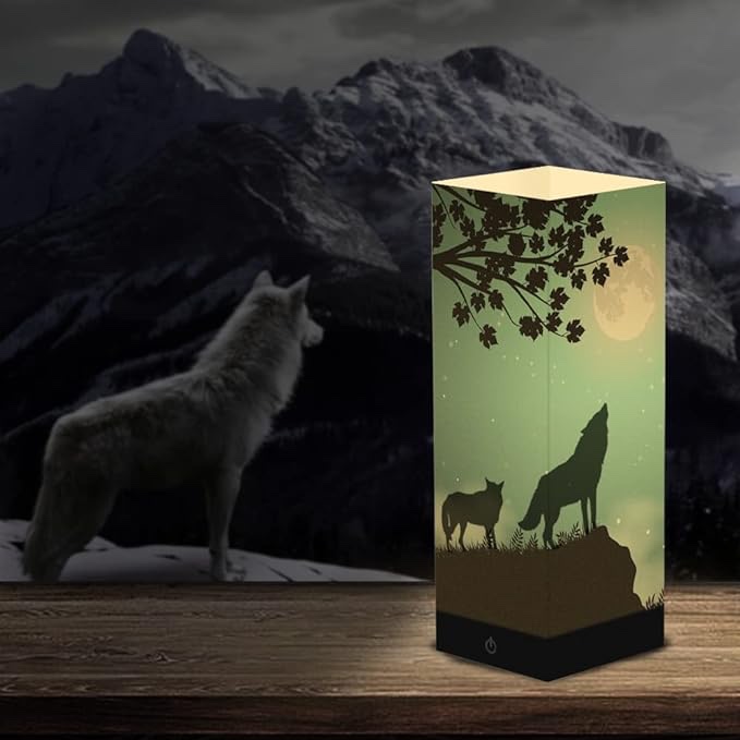 Zozofay Wolf Shadow Lamp Wolves Paper Lanterns USB Charging 3D Night ...