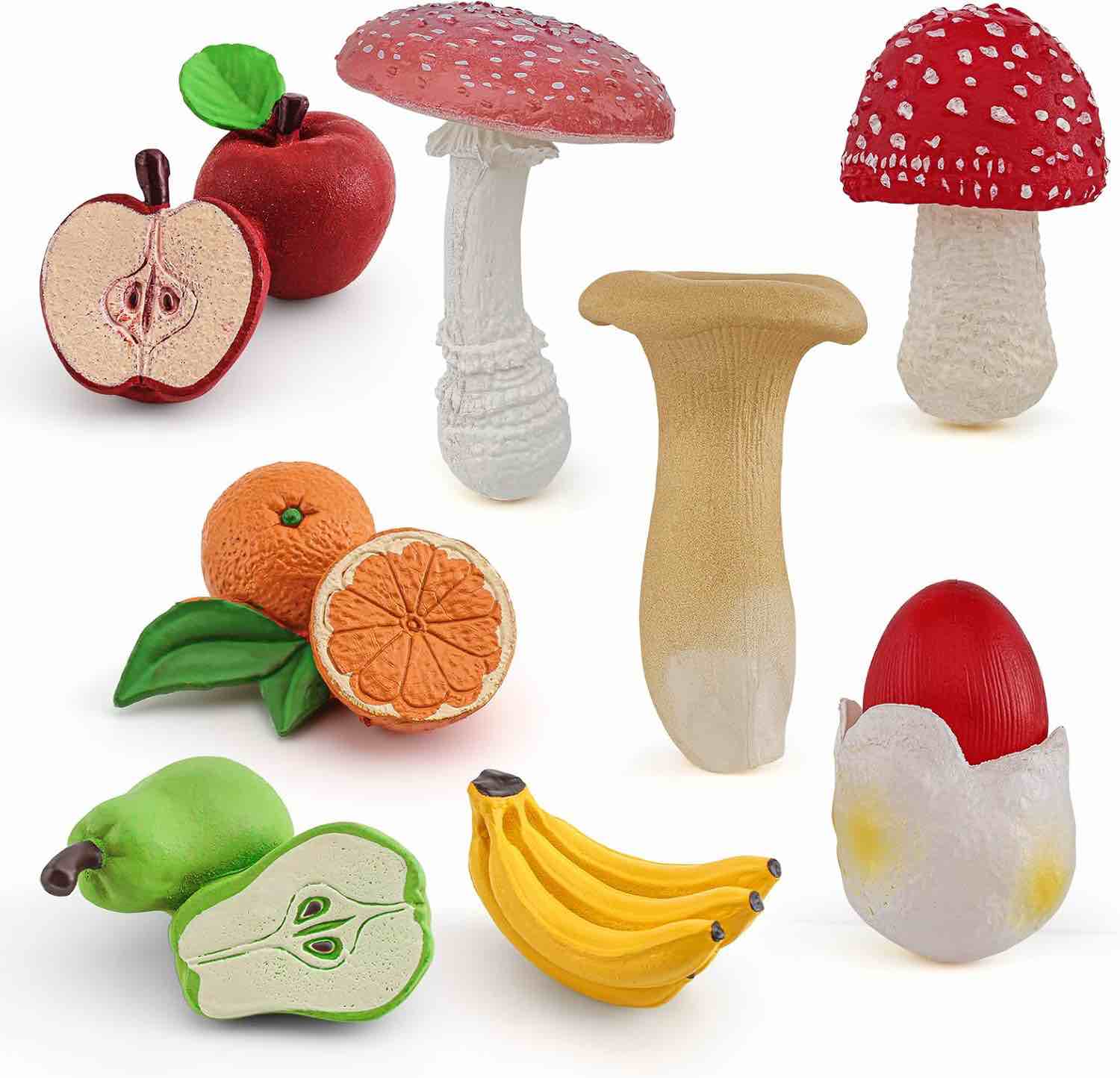 Fungi Fruit Model Playsets 8 PCS Mushroom Apple Banana Orange Pear ...