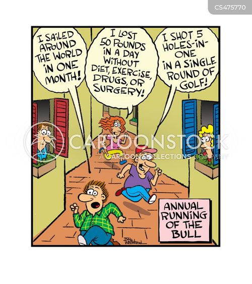 Running Of The Bulls Cartoons and Comics - funny pictures from CartoonStock