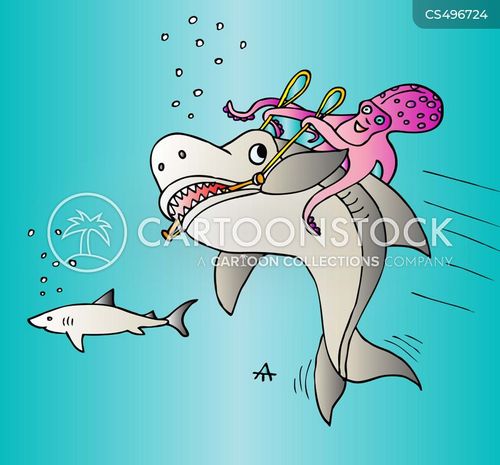 Octopus Vs Shark Cartoons and Comics - funny pictures from CartoonStock