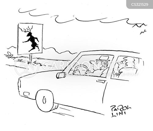Deer Crossing Sign Cartoons and Comics - funny pictures from CartoonStock