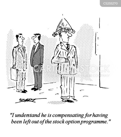 Cartoons und Karikaturen mit Aktienoptionen
