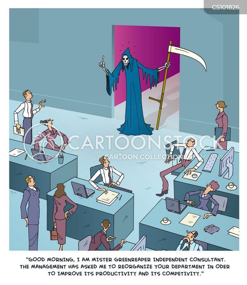 Cartoons und Karikaturen mit Reorganisation