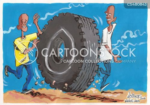 Rolling Big Tyres Cartoons and Comics - funny pictures from CartoonStock