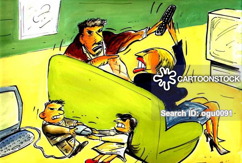 Fighting Over Remote Cartoons and Comics - funny pictures from CartoonStock