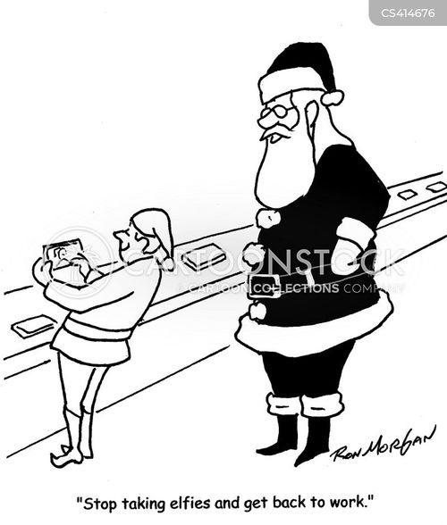 Santa Selfies Cartoons and Comics - funny pictures from CartoonStock