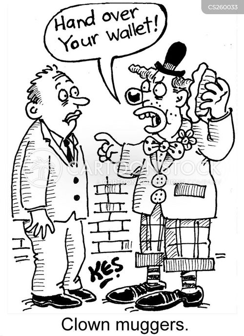Clown Being Robbed Cartoons and Comics - funny pictures from CartoonStock