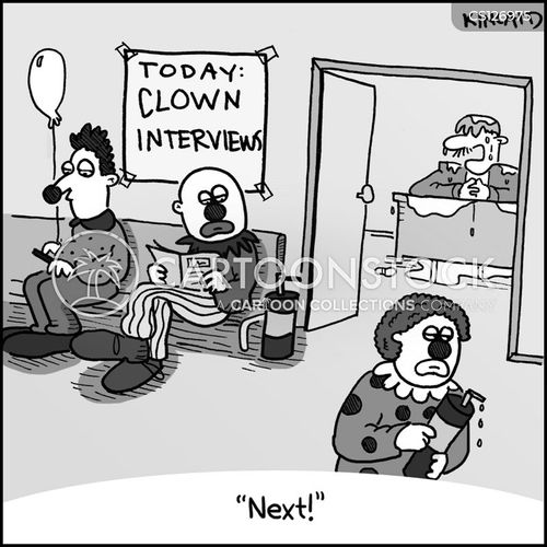 Clown At Interview Cartoons and Comics - funny pictures from CartoonStock