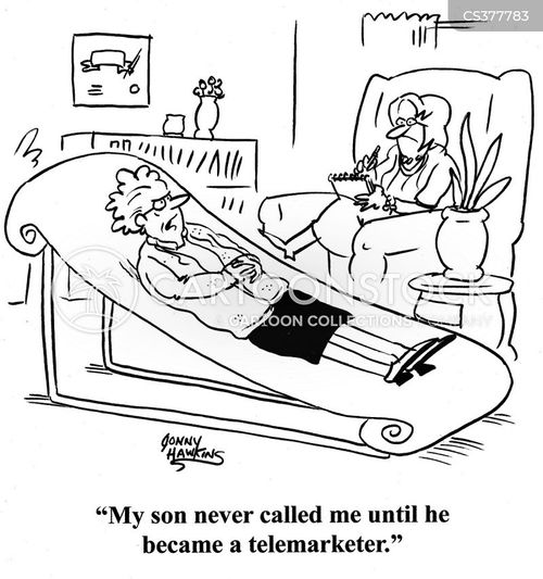 Cartoons und Karikaturen mit Telemarketing