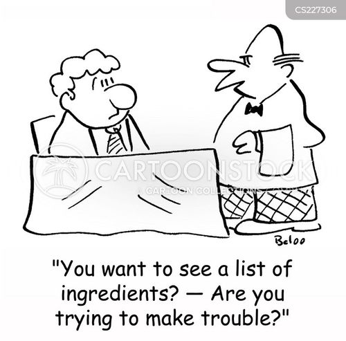 Ingredients List Cartoons and Comics - funny pictures from CartoonStock