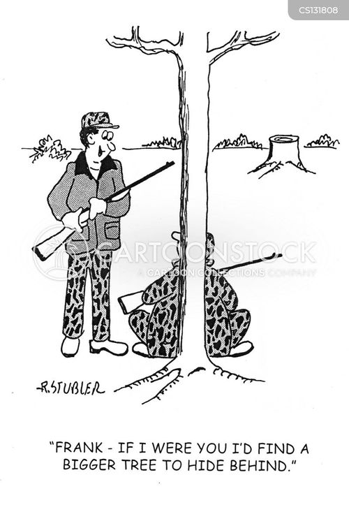 Tree Camouflage Cartoons and Comics - funny pictures from CartoonStock