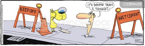 Wet Cement Cartoons and Comics - funny pictures from CartoonStock